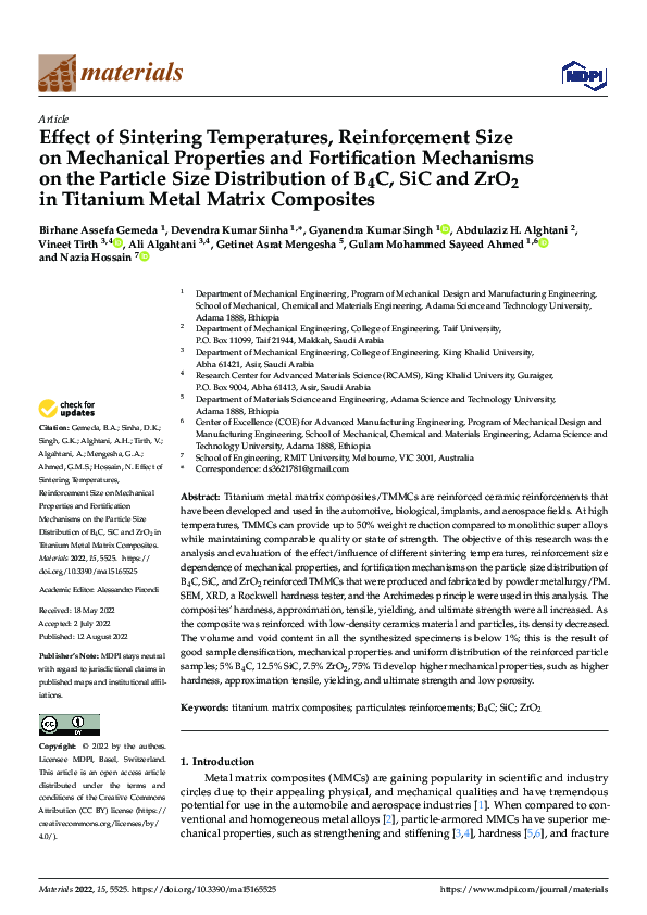 Pdf Effect Of Sintering Temperatures Reinforcement Size On