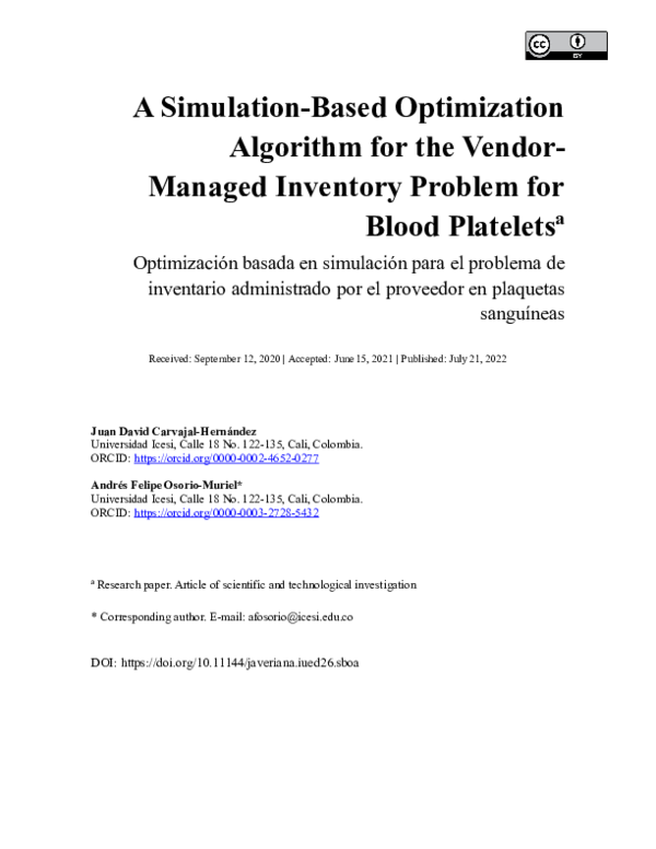 (DOC) A Simulation-Based Optimization Algorithm for the Vendor-Managed Inventory Problem for ...