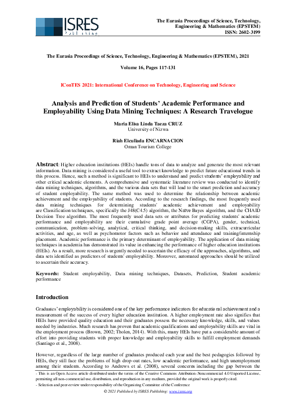 (PDF) Analysis and Prediction of Students’ Academic Performance and Employability Using Data ...