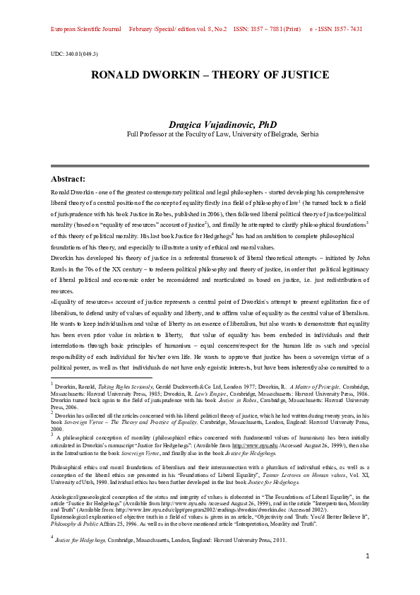 (PDF) Ronald Dworkin – Theory of Justice