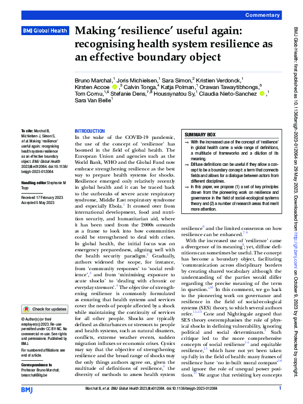 (PDF) Making ‘resilience’ useful again: recognising health system resilience as an effective ...