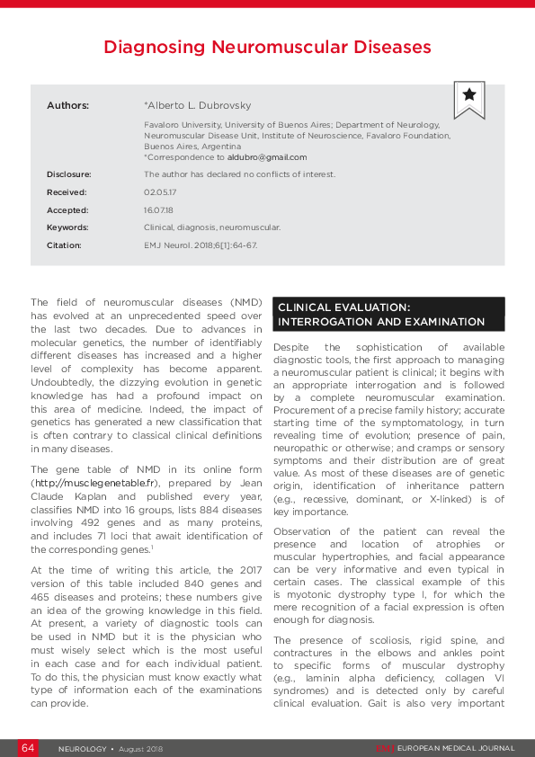 (PDF) Diagnosing Neuromuscular Diseases