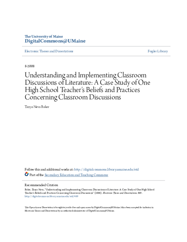 (PDF) Understanding and Implementing Classroom Discussions of ...