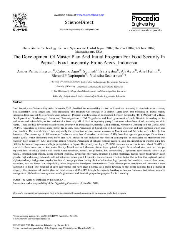 (PDF) The Development of Master Plan and Initial Program for Food Security in Papua's Food ...