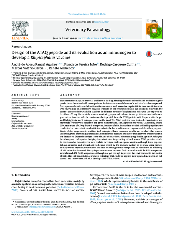 (PDF) Design of the ATAQ peptide and its evaluation as an immunogen to ...