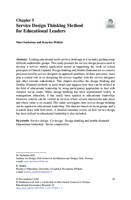 (PDF) Service Design Thinking Method for Educational Leaders