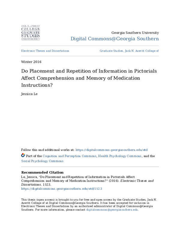 (PDF) Do Placement and Repetition of Information in Pictorials Affect Comprehension and Memory ...