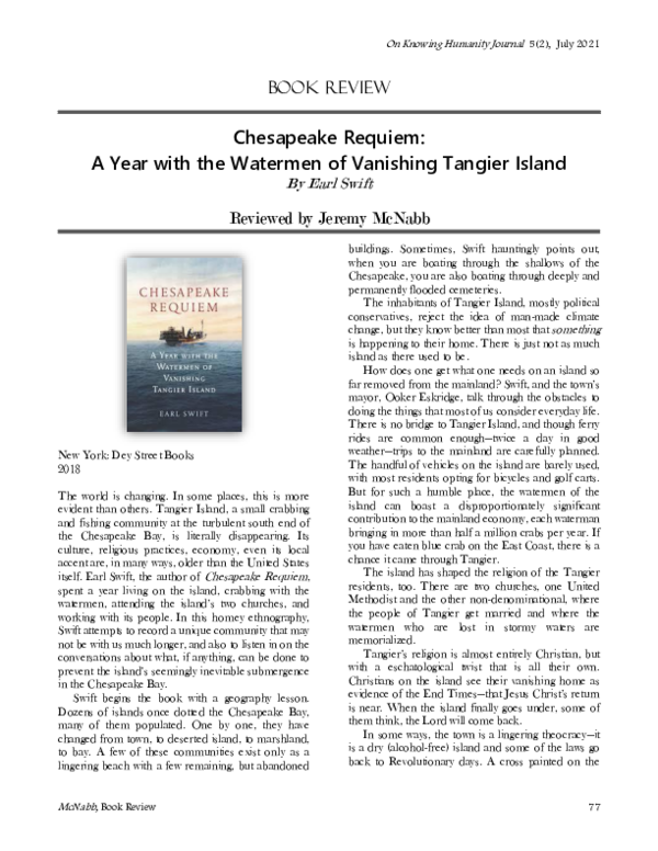 (PDF) Chesapeake Requiem: A Year with the Watermen of Vanishing Tangier ...
