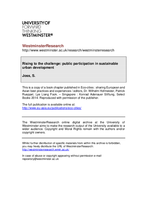(PDF) Rising to the challenge: public participation in sustainable ...