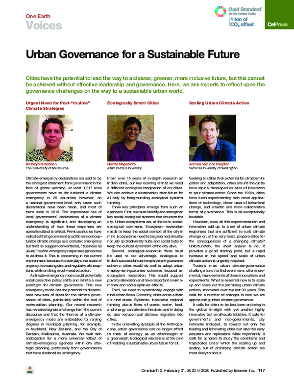 (PDF) Urban Governance for a Sustainable Future