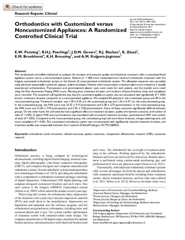 (PDF) Orthodontics with Customized versus Noncustomized Appliances: A Randomized Controlled ...