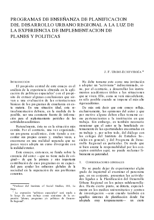 (PDF) Programas de enseñanza de planificación del desarrollo urbano regional a la luz de la ...