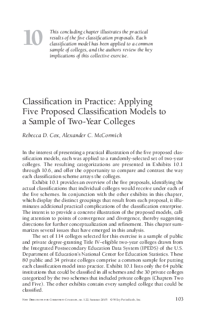 (PDF) Classification in Practice: Applying Five Proposed Classification ...