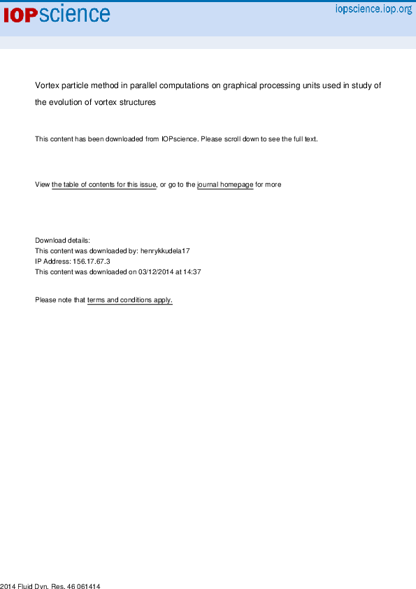 Pdf Vortex Particle Method In Parallel Computations On Graphical