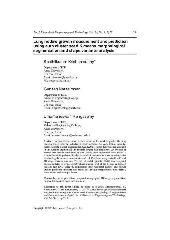 (PDF) Lung nodule growth measurement and prediction using auto cluster seed K-means ...