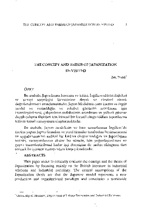 (PDF) The Concept and Thesis of Japanization Re-visited
