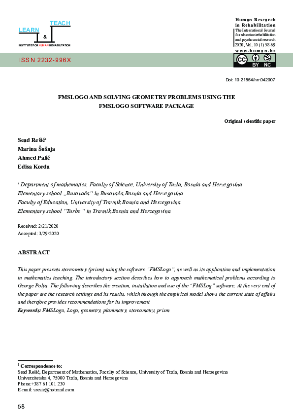 (PDF) Fmslogo and Solving Geometry Problems Using the Fmslogo Software Package