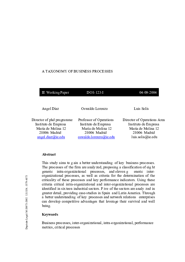 (PDF) A taxonomy of business processes