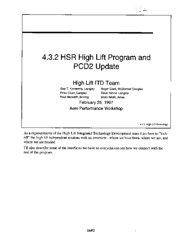 (PDF) HSR High Lift Program and PCD2 Update