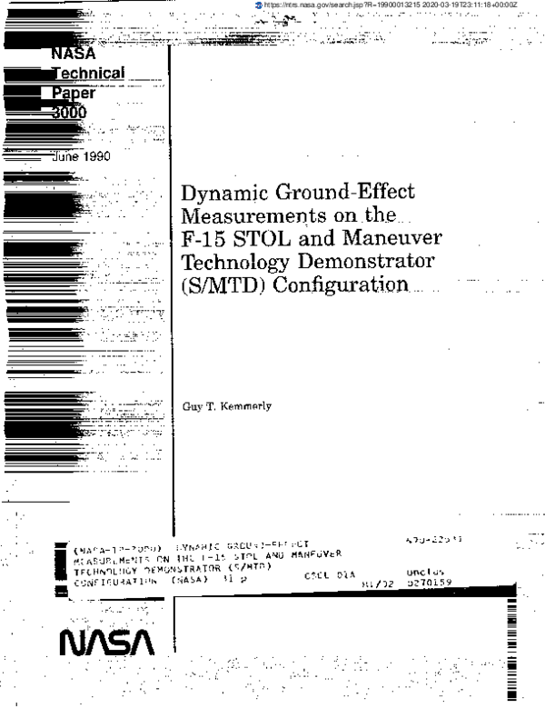 (PDF) Dynamic ground-effect measurements on the F-15 STOL and Maneuver ...
