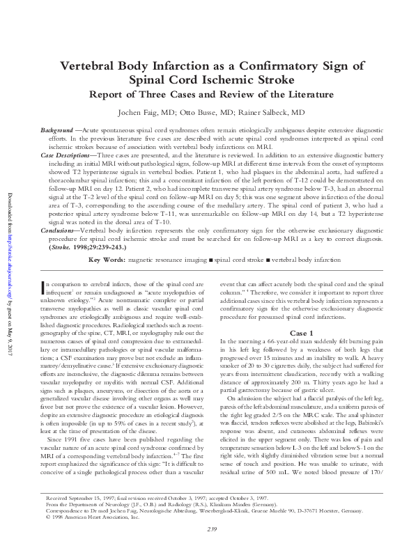 (PDF) Vertebral Body Infarction as a Confirmatory Sign of Spinal Cord ...