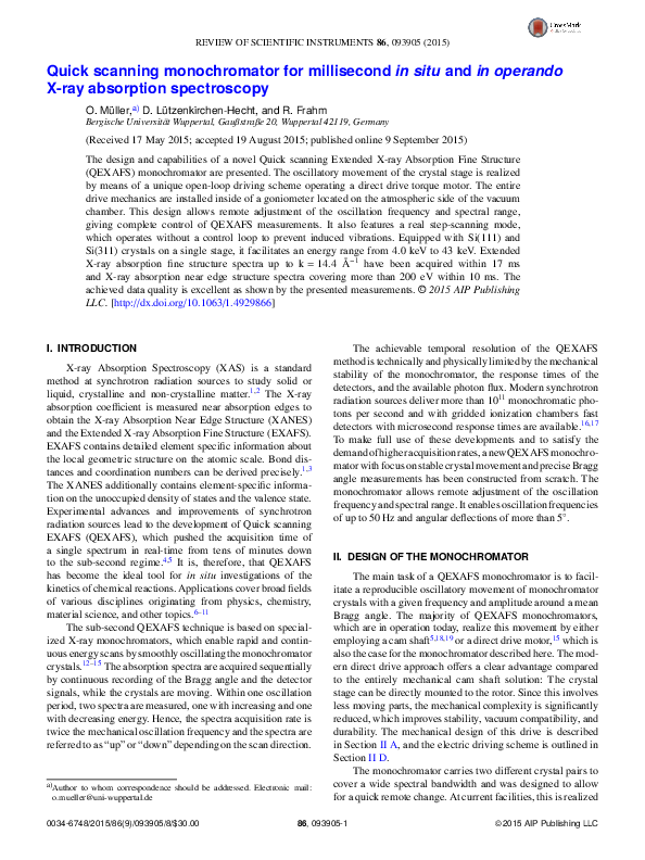 (PDF) Quick scanning monochromator for millisecond in situ and in ...