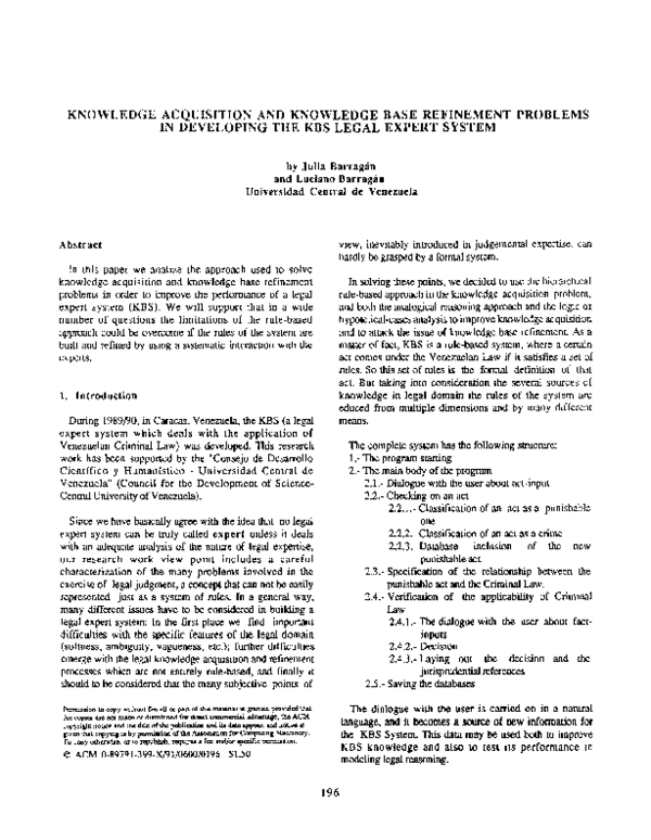 (PDF) Knowledge acquisition and knowledge base refinement problems in developing the KBS legal ...