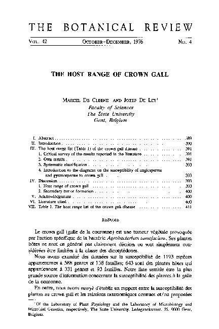 (PDF) The host range of crown gall