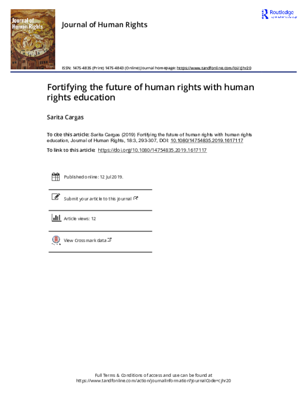 (PDF) Fortifying the future of human rights with human rights education