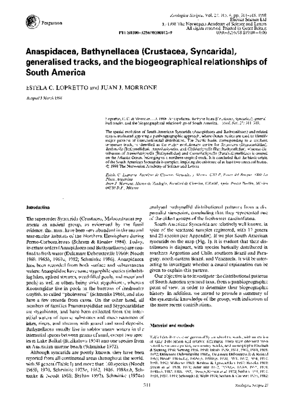 (PDF) Anaspidacea, Bathynellacea (Crustacea, Syncarida), generalised ...