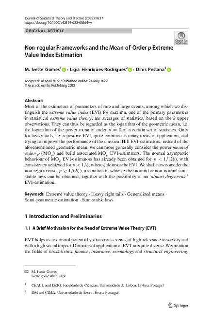 (PDF) Non-regular Frameworks and the Mean-of-Order p Extreme Value Index Estimation