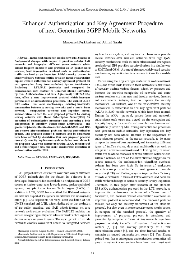 Pdf Enhanced Authentication And Key Agreement Procedureof Next Generation 3gpp Mobile Networks