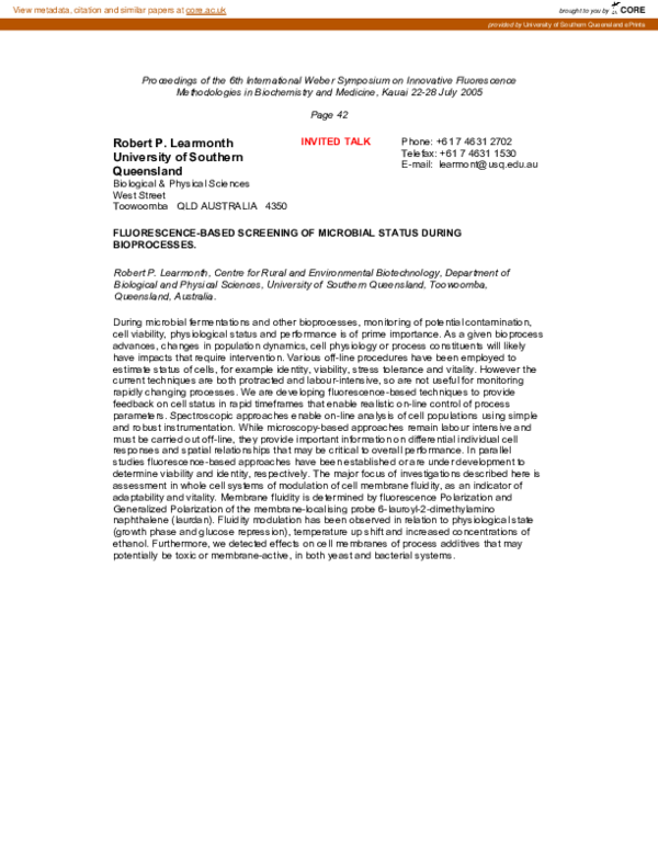 (PDF) Fluorescence-based screening of microbial status during ...
