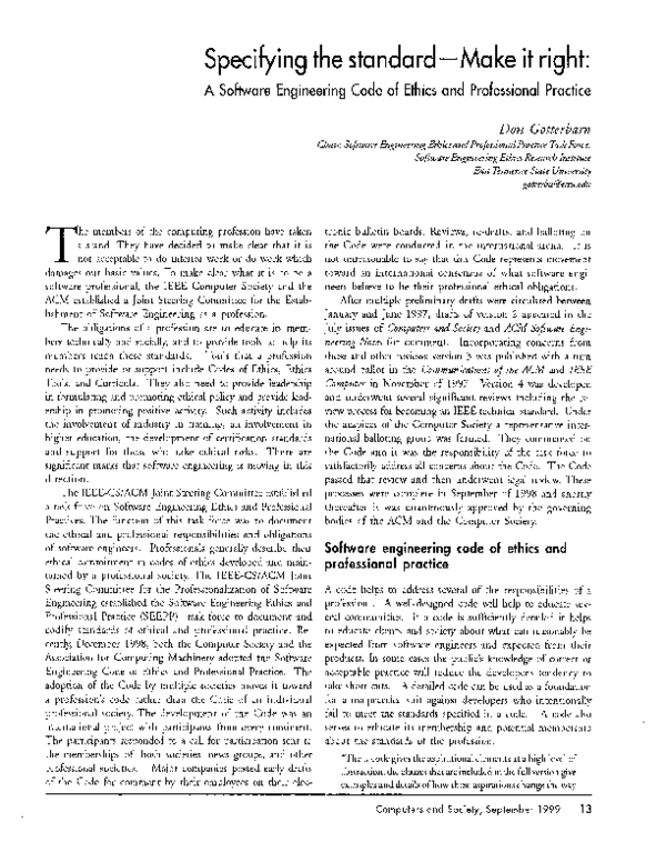 (PDF) Specifying the standard---make it right