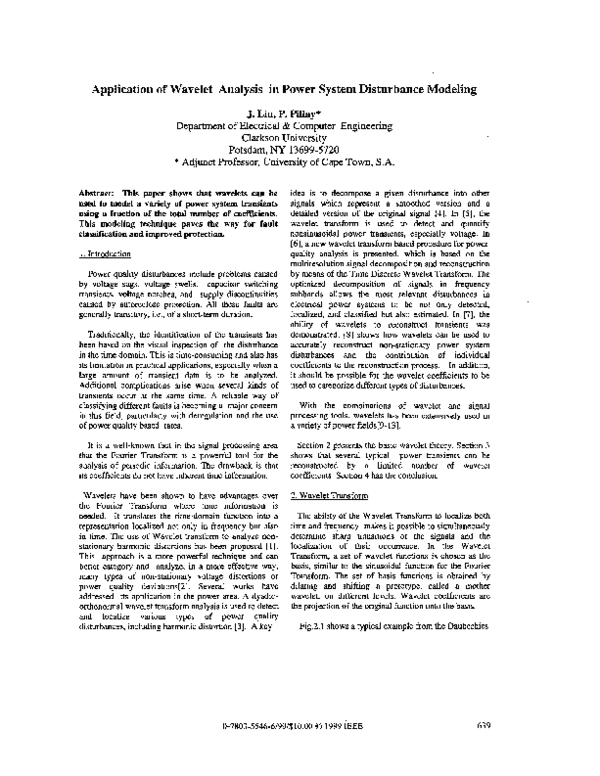 (PDF) Application of wavelet analysis in power system disturbance modeling | bijan rahmani ...