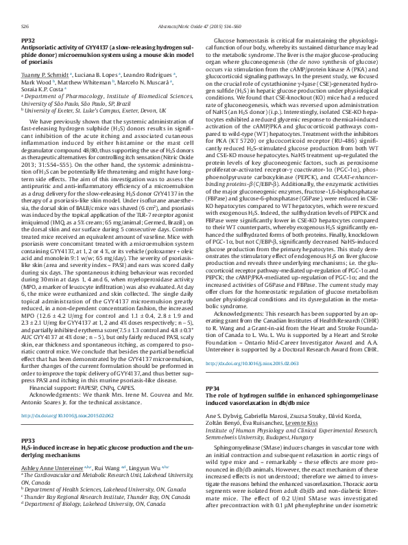 (PDF) Antipsoriatic activity of GYY4137 (a slow-releasing hydrogen ...