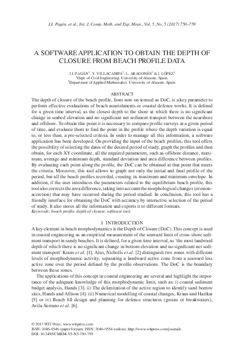 (PDF) A software application to obtain the depth of closure from beach ...