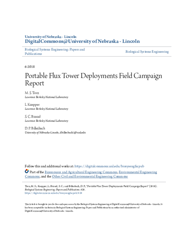 (PDF) Portable Flux Tower Deployments Field Campaign Report | Sébastien ...