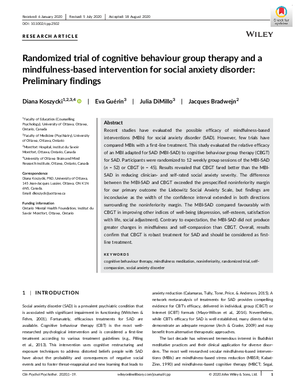 (PDF) Randomized trial of cognitive behaviour group therapy and a ...