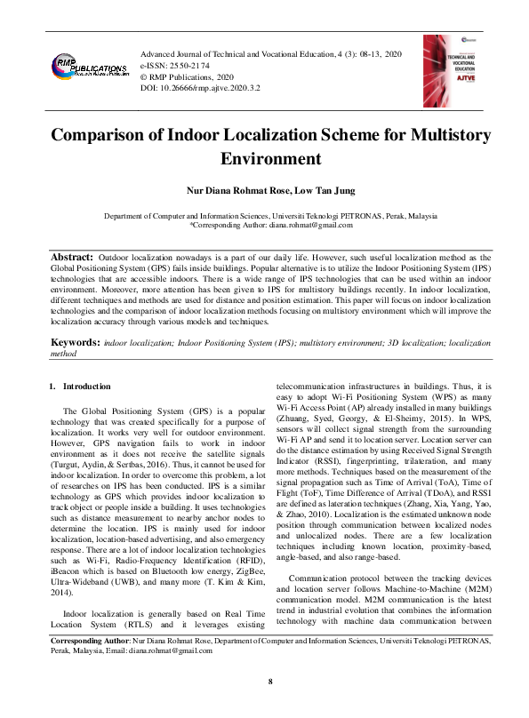 (PDF) Comparison of Indoor Localization Scheme for Multistory Environment