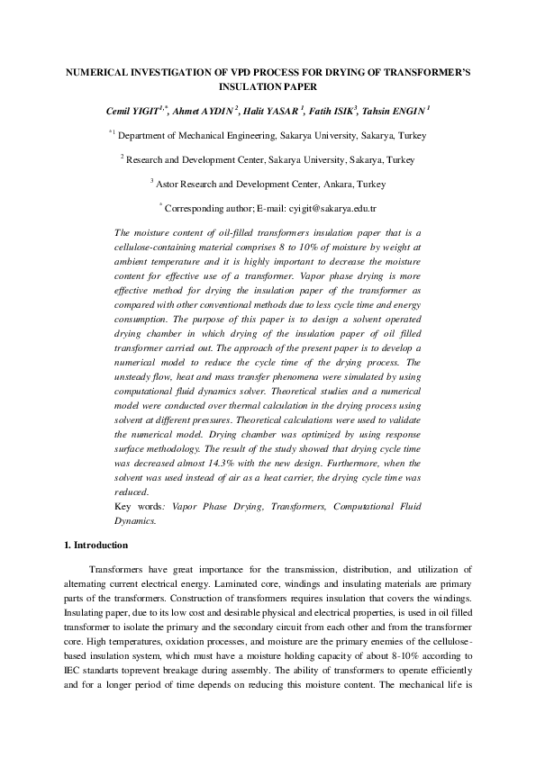 (PDF) Numerical investigation of vapor phase drzing process for drying ...