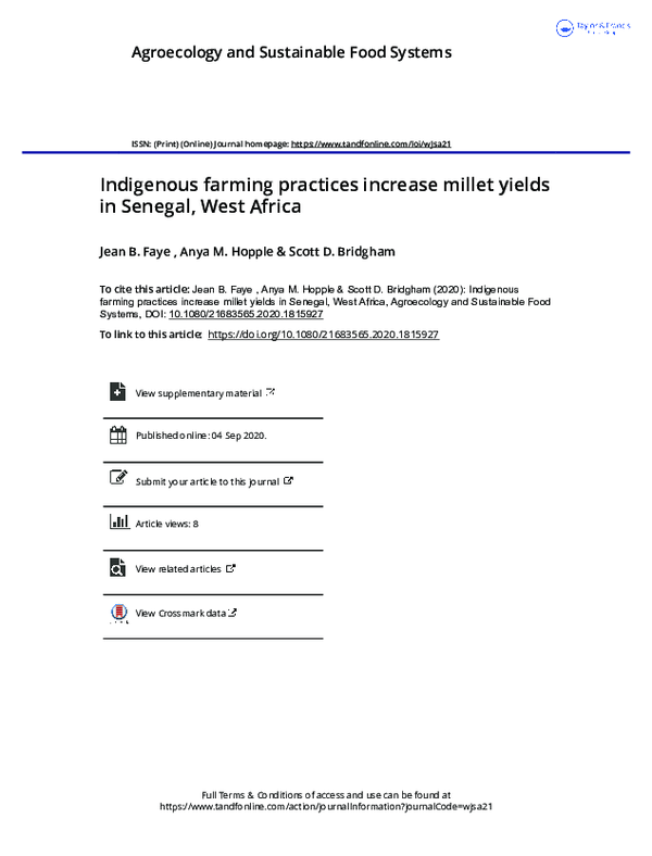 (PDF) Indigenous farming practices increase millet yields in Senegal, West Africa
