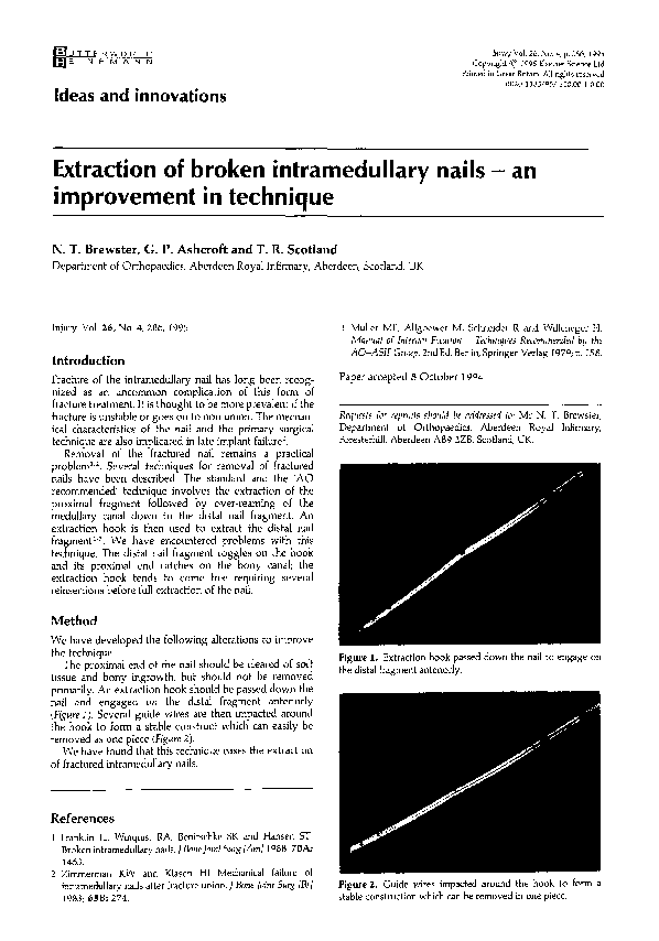 (PDF) Extraction of broken intramedullary nails — an improvement in ...