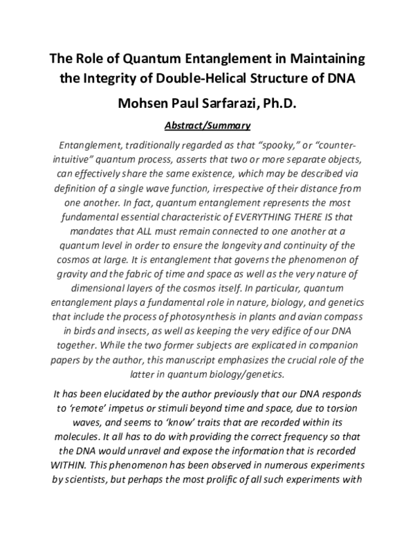 (PDF) The Role of Quantum Entanglement in Maintaining the Integrity of ...