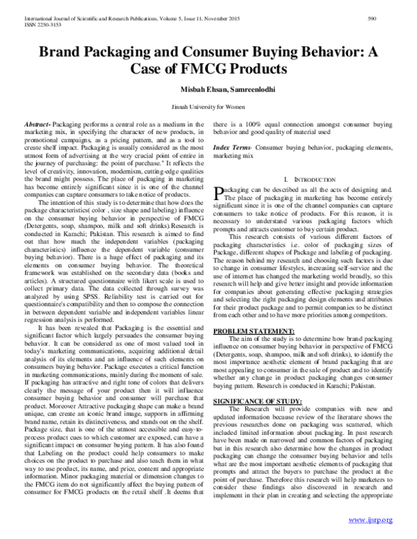 (PDF) Brand Packaging and Consumer Buying Behavior : A Case of FMCG ...
