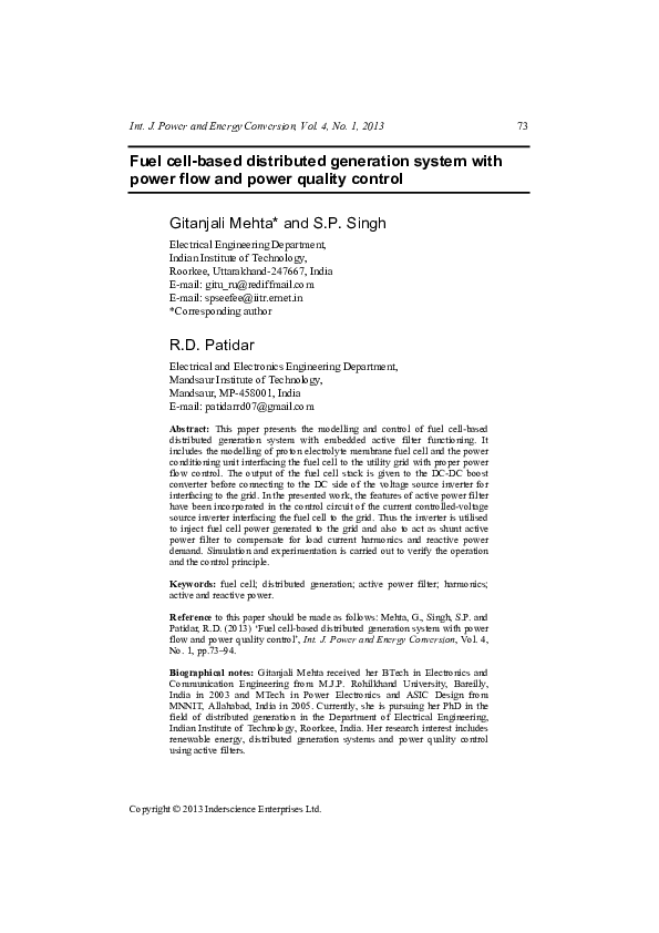 (PDF) Fuel cell-based distributed generation system with power flow and ...