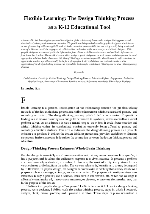 (DOC) Flexible Learning: The Design Thinking Process as an Educational Tool