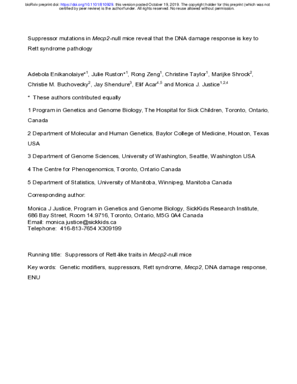 (PDF) Suppressor mutations in Mecp2-null mice reveal that the DNA ...