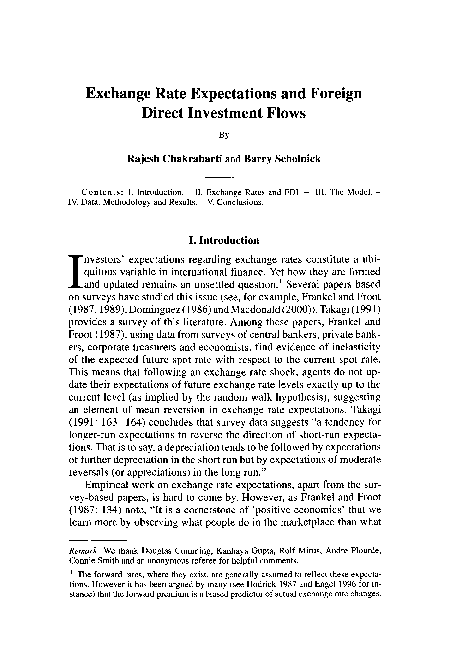 (PDF) Exchange rate expectations and foreign direct investment flows