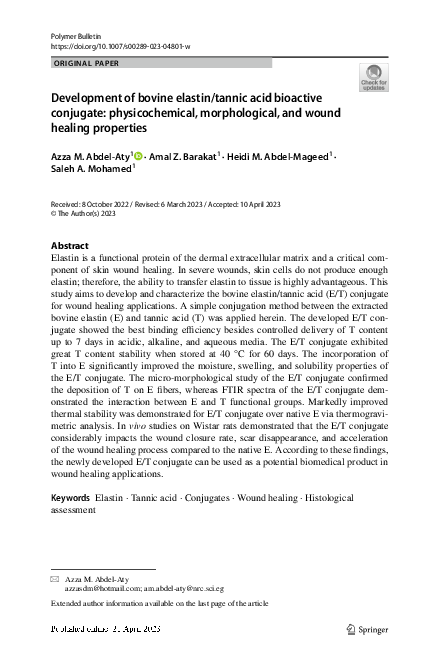 (PDF) Development of bovine elastin/tannic acid bioactive conjugate ...